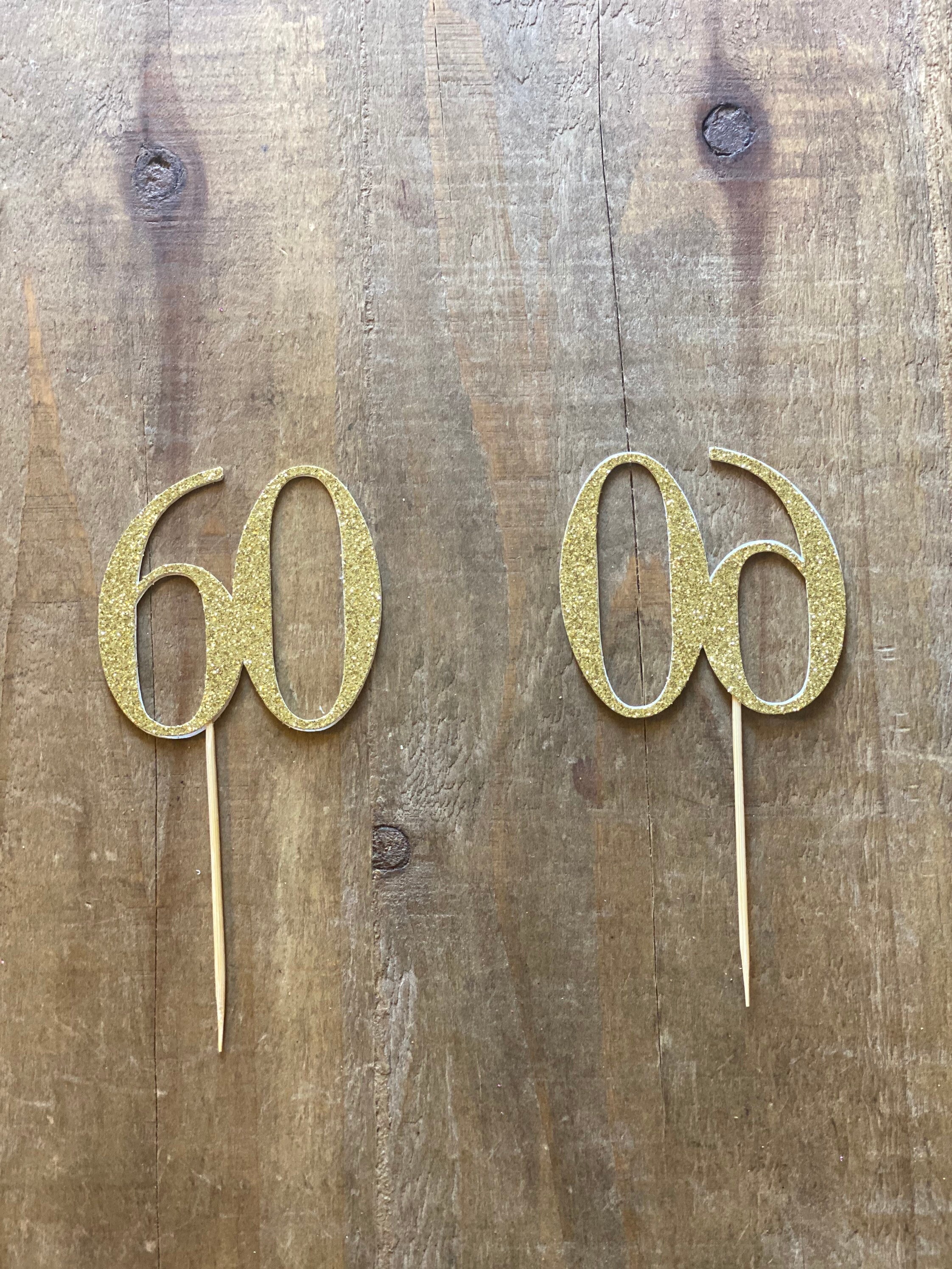 60th Birthday Cupcake Toppers Double Sided Cupcake Toppers | Etsy
