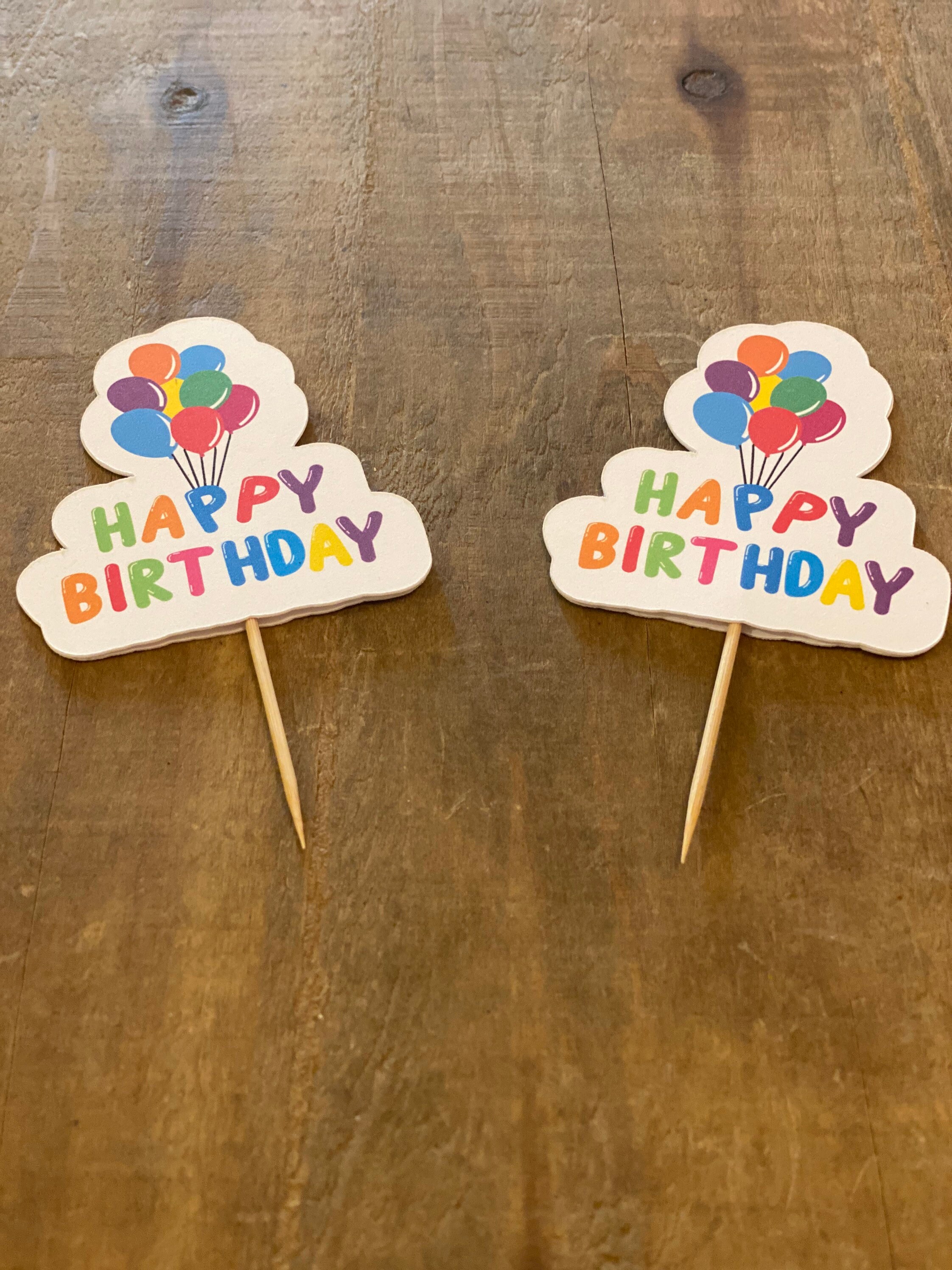 Happy Birthday Cupcake Toppers Double Sided Cupcake - Etsy