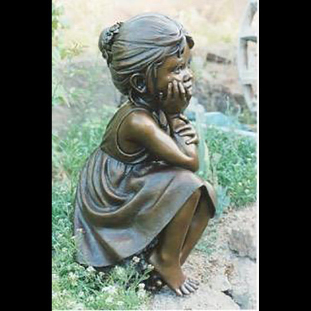 Bronze Sculpture Child Girl Statue Precious - Etsy