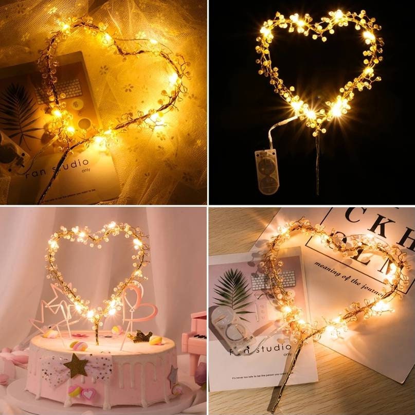 LED Cake Topper Heart Warm White - Etsy UK