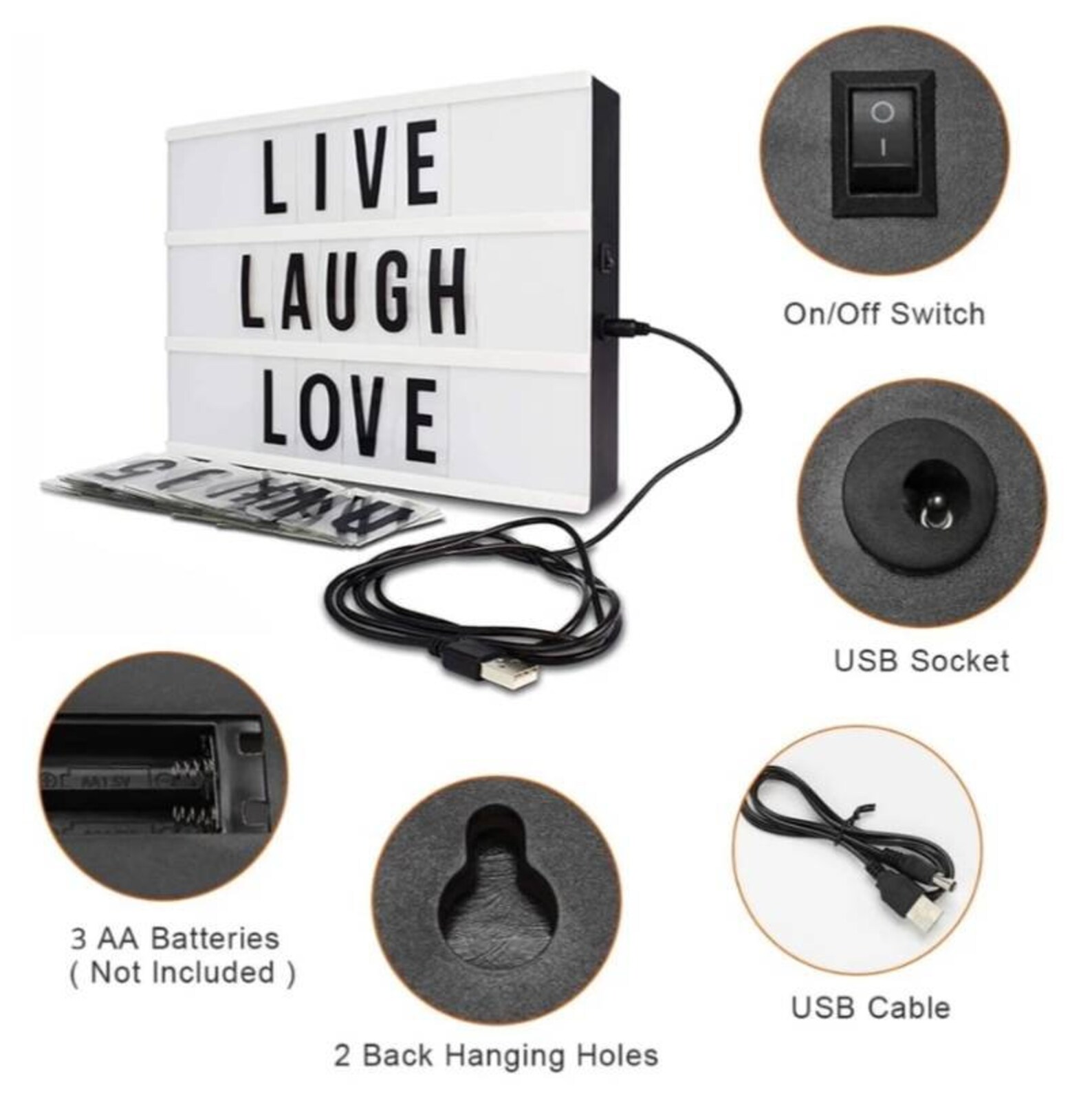 LED Light Box Letters Vintage Retro Cinematic large A4 Size - Etsy