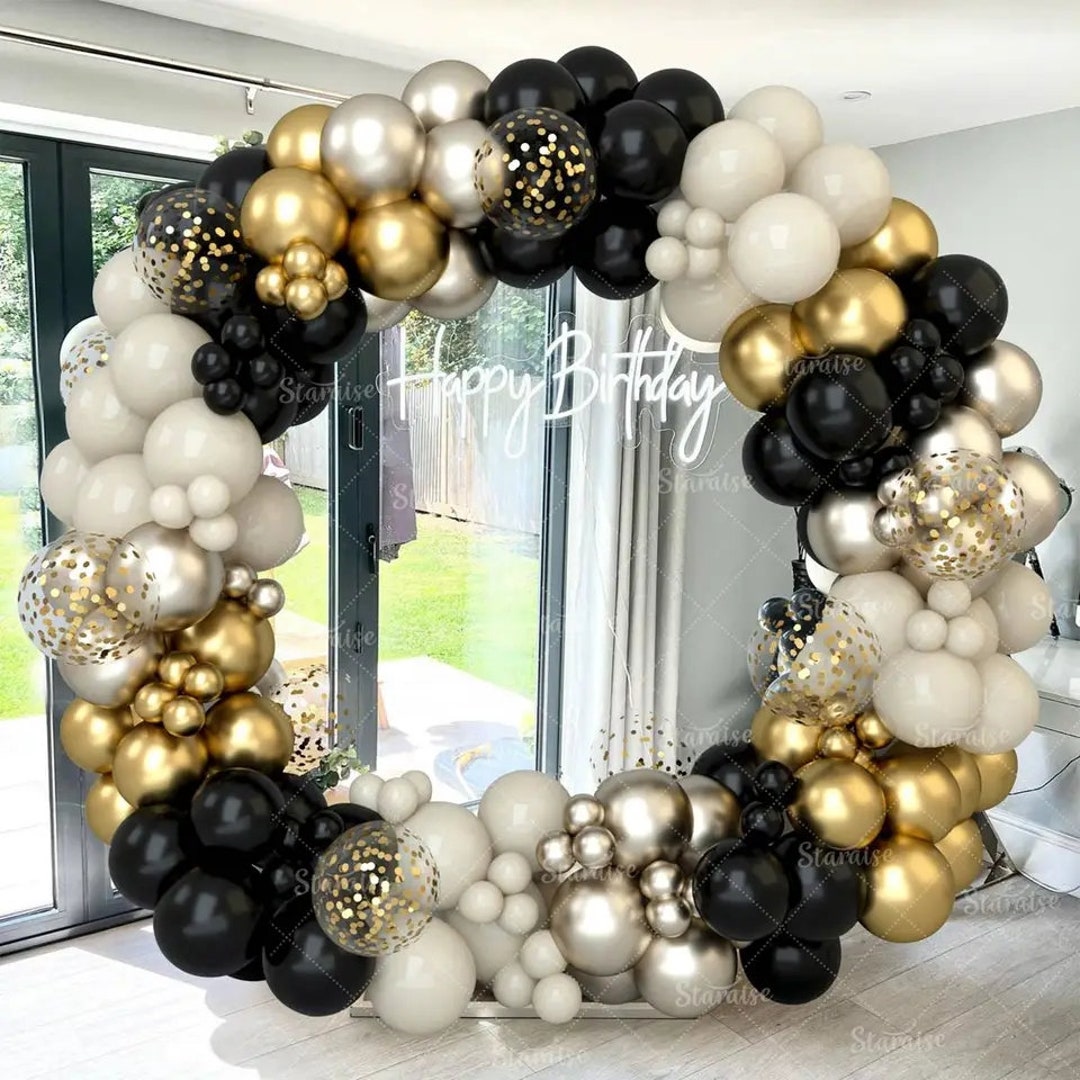 Gala Balloon Arch Garland Kit 152 Pieces Black Gold - Etsy Singapore