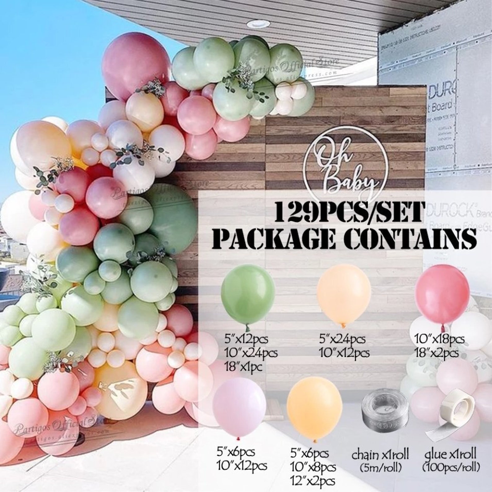 Balloon Arch Garland Kit 129 Piece - Etsy