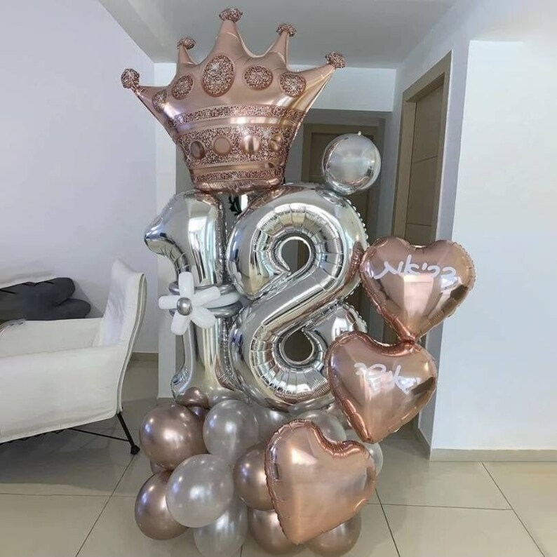 Balloon DIY Kit. Birthday Milestone Number Foil Bouquet 34 - Etsy UK