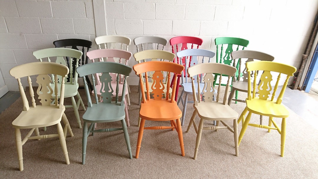 Fiddle Back Farmhouse Kitchen Dining Chair Painted in Farrow and Ball ...
