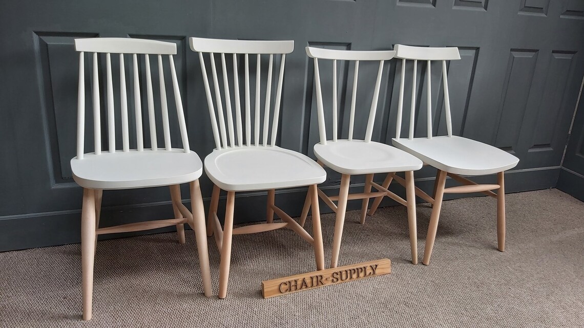 2 Tone Painted Solid Beech Spindle Kitchen Dining Chair | Etsy