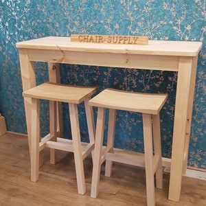 Made to Order Solid Pine High Kitchen Breakfast Bar Table Unit - Etsy UK