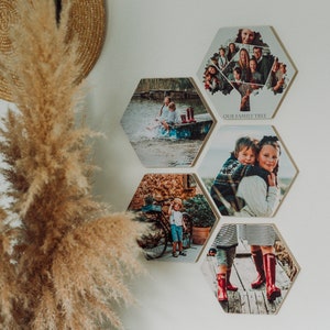 Hexagon Honeycomb Wooden Photo Frame, Personalized Picture Frame, Photo ...