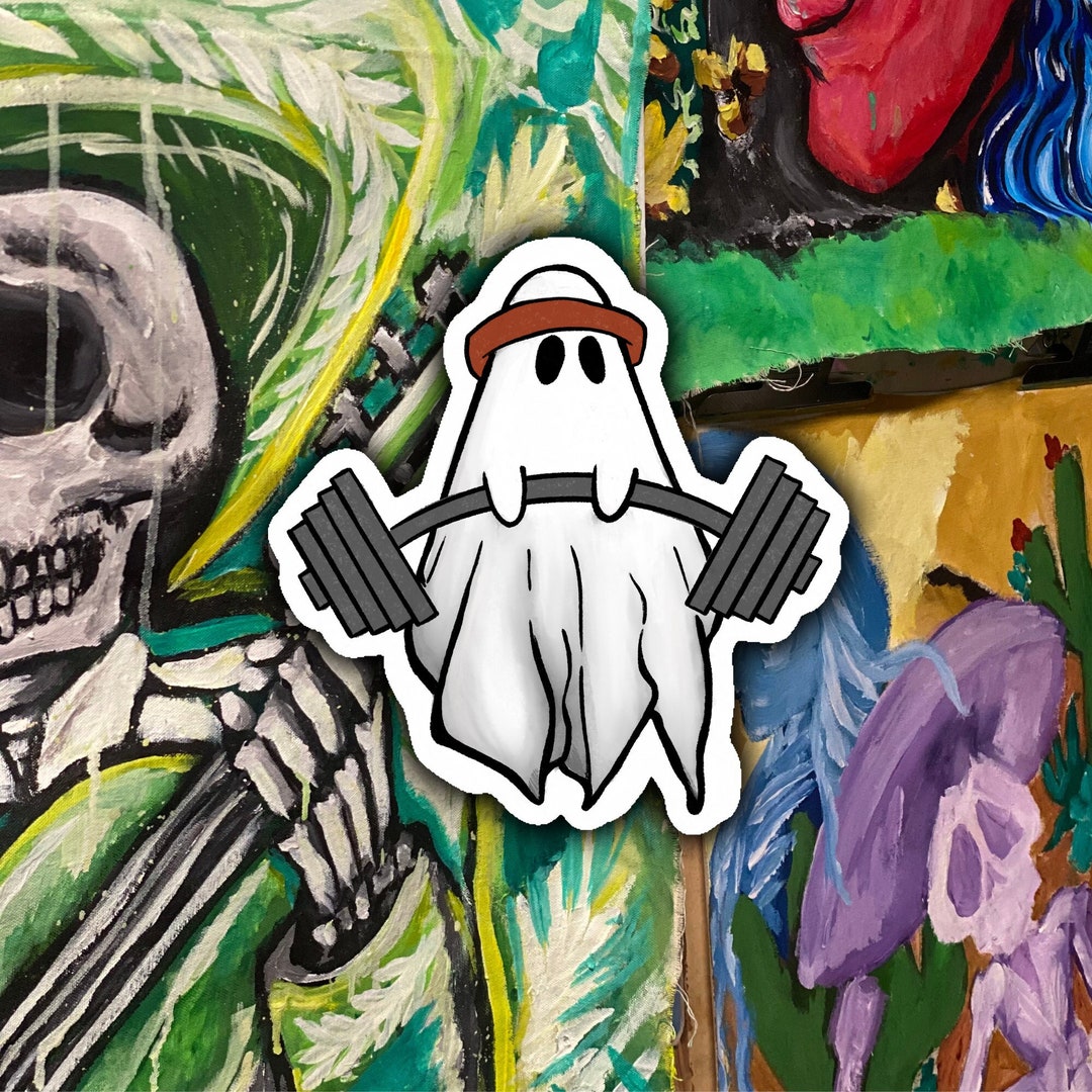 Ghost Lifting Weights Sticker - Etsy
