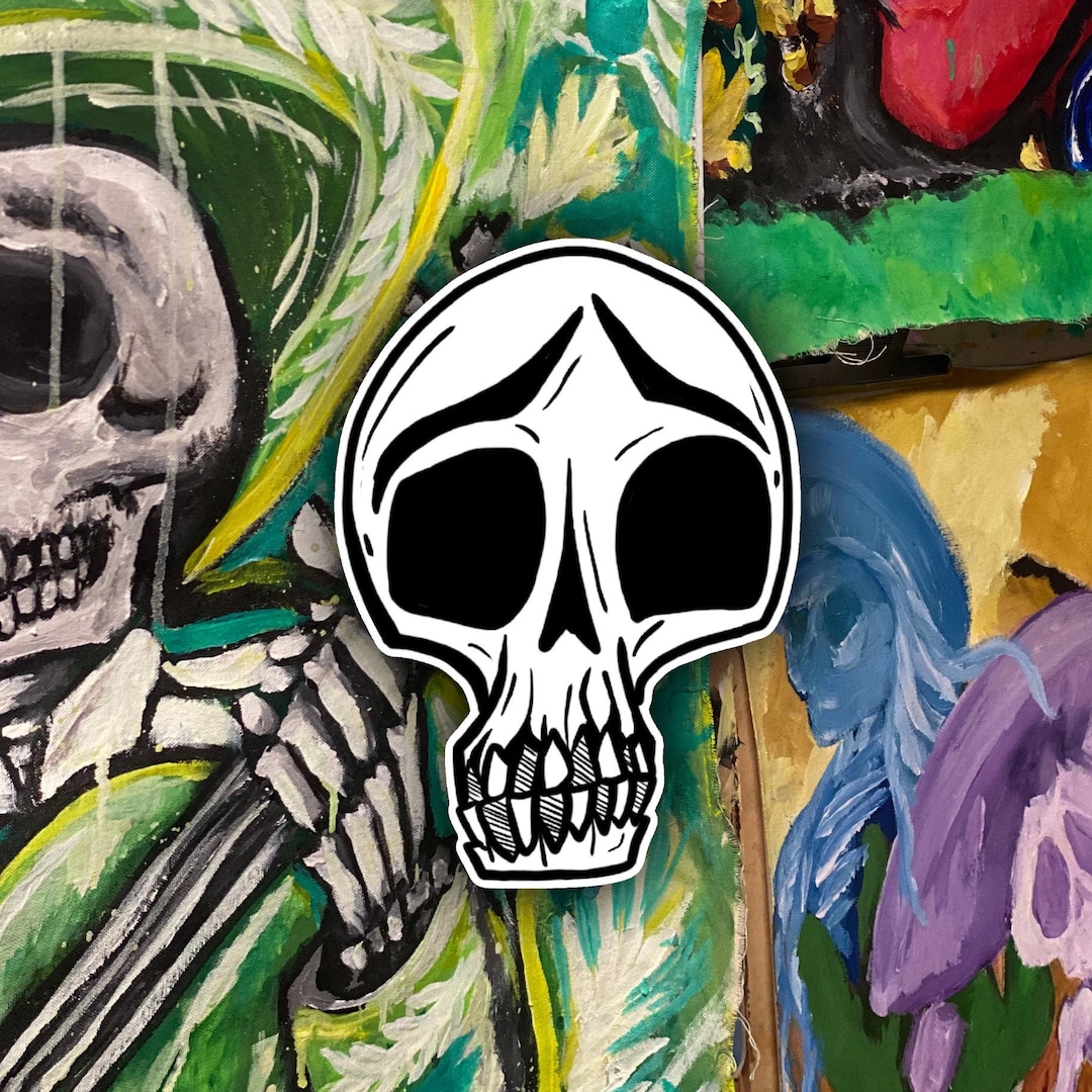 Sad Skully Sticker - Etsy