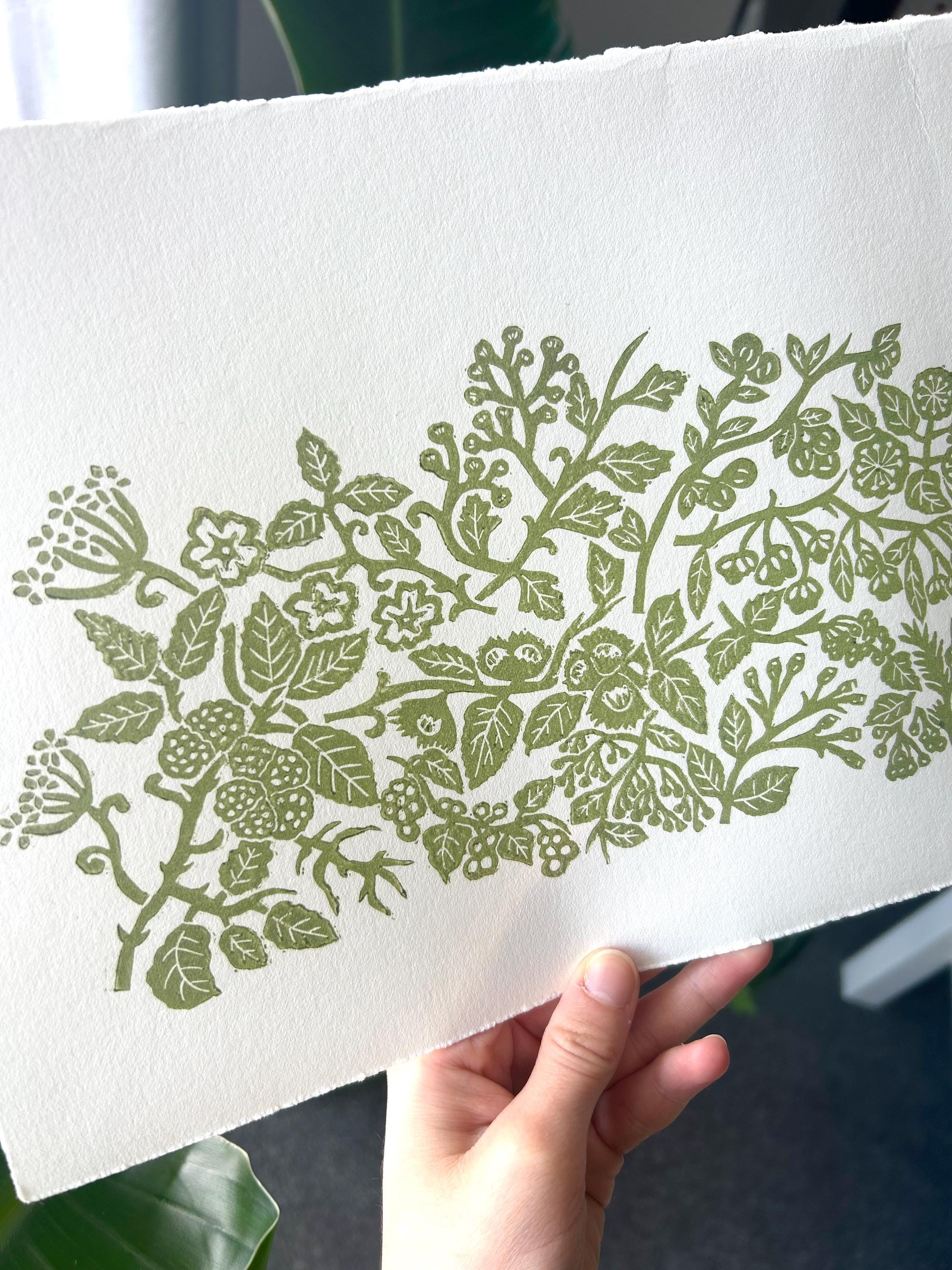 Autumn Hedgerow Lino Print, Original Handmade Print, Nature Art - Etsy UK