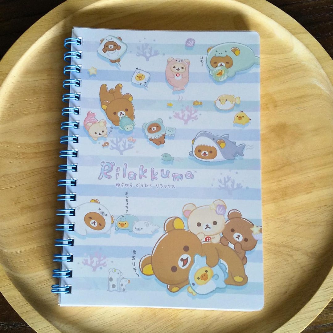Rilakkuma Spiral Notebook, B6 Kawaii Notebook, Ocean Designed Notebook ...