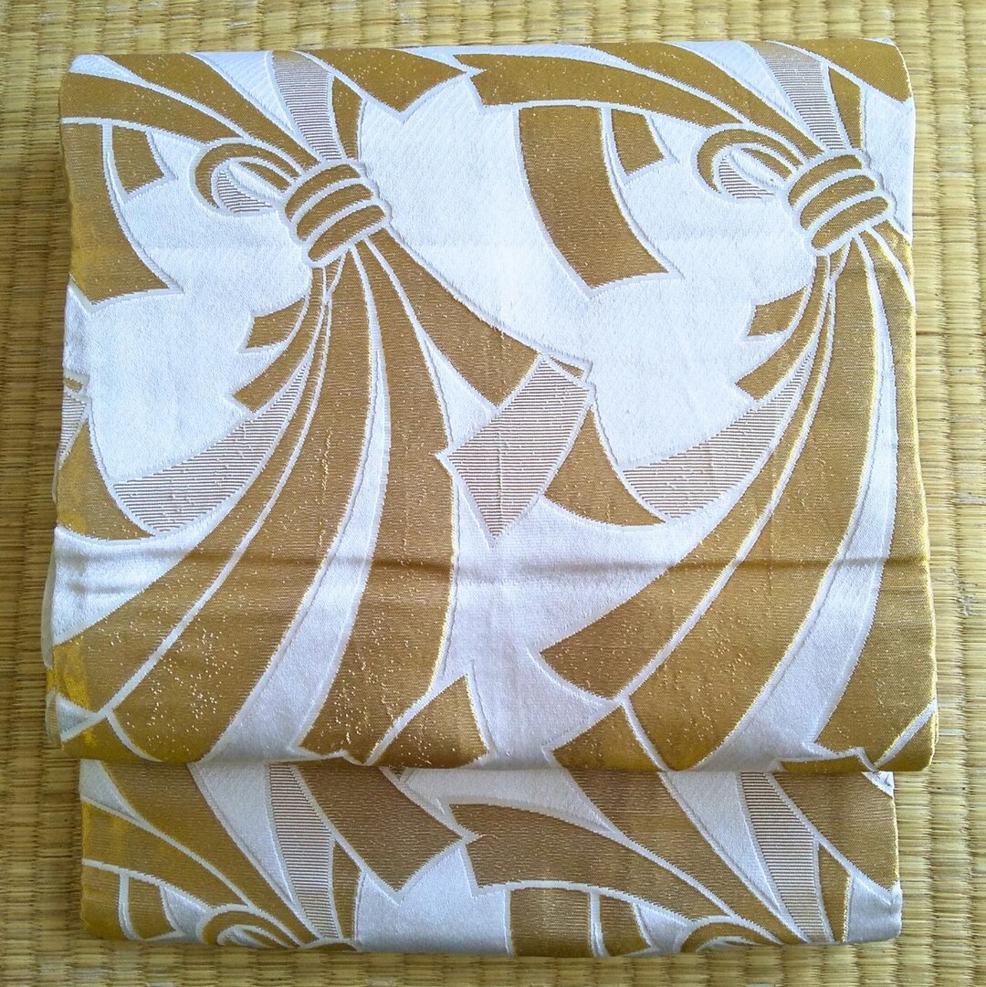 Japanese Vintage Obi, Fukuro Obi, Sash Belt for Kimono, Gold Noshi ...
