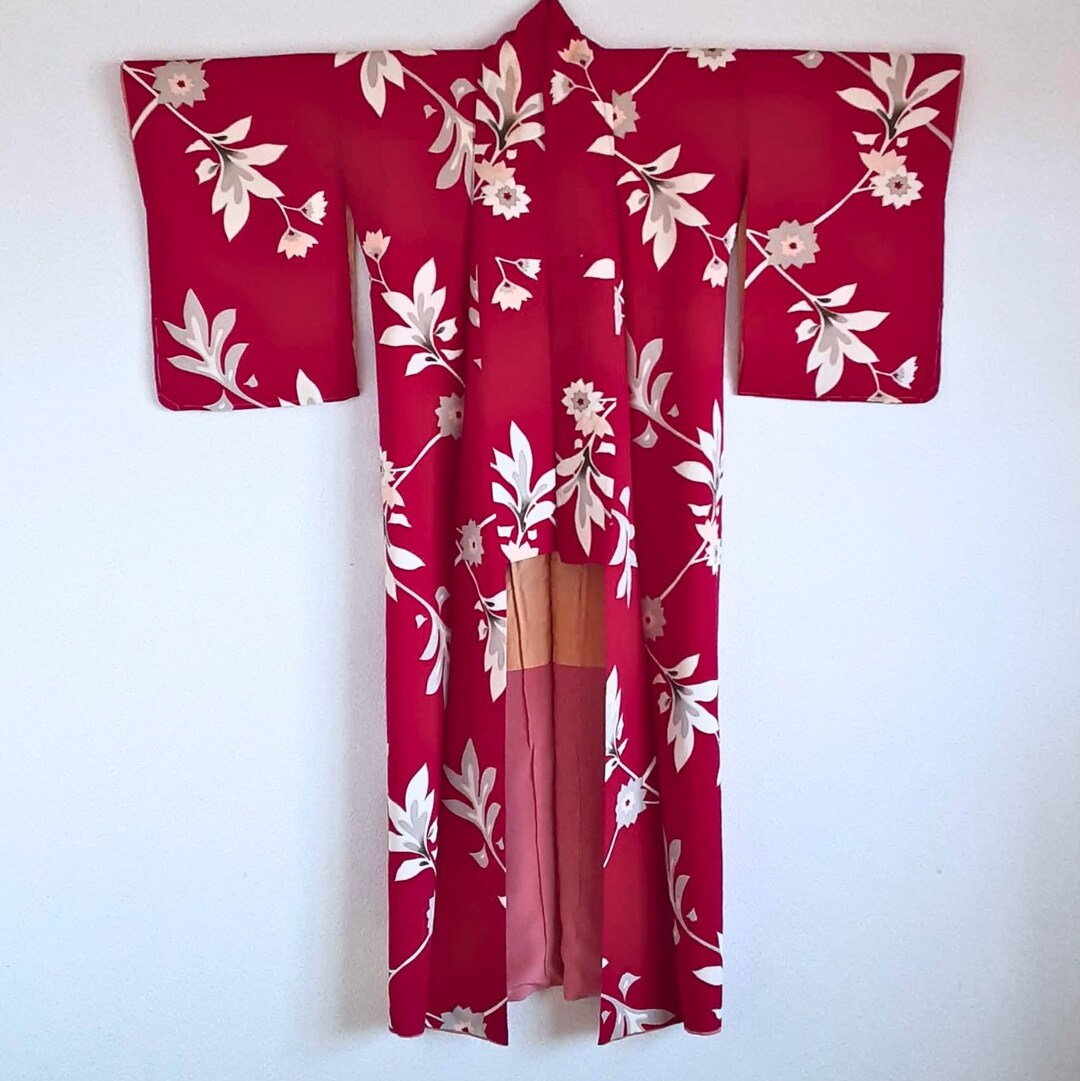 Japanese Vintage Kimono, Floral Kimono, Japanese Authentic Kimono - Etsy