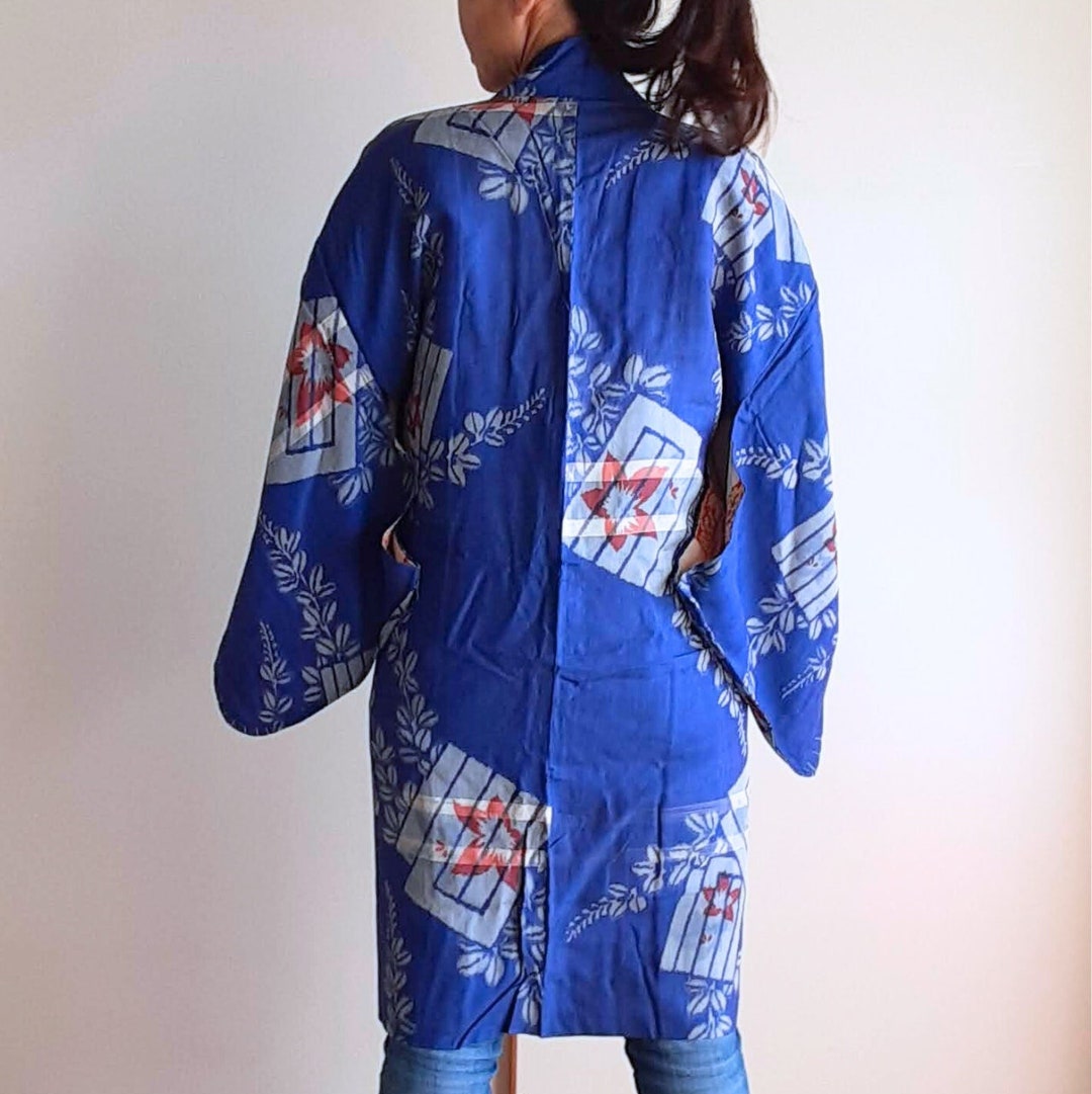 Antique Kimono Haori Jacket, Authentic Japanese Kimono Haori, Blue ...