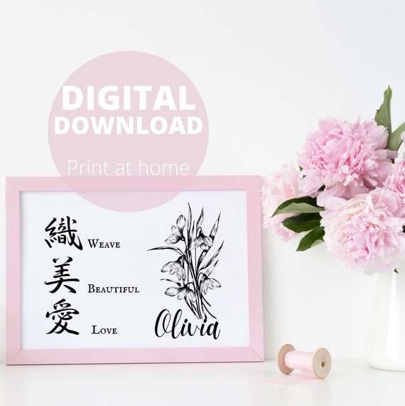 Japanese Kanji Name Wall Art Custom Name in Japanese and | Etsy