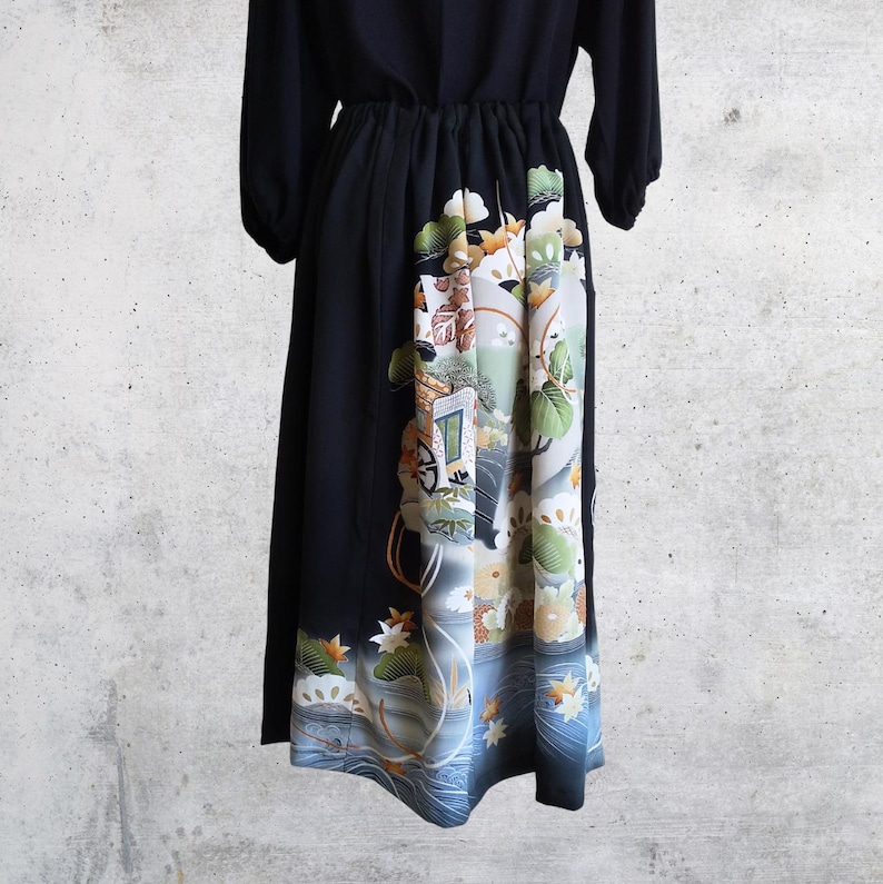 Upcycled Japanese Antique Kimono Skirt, Tomesode, Gosho Guruma - Etsy