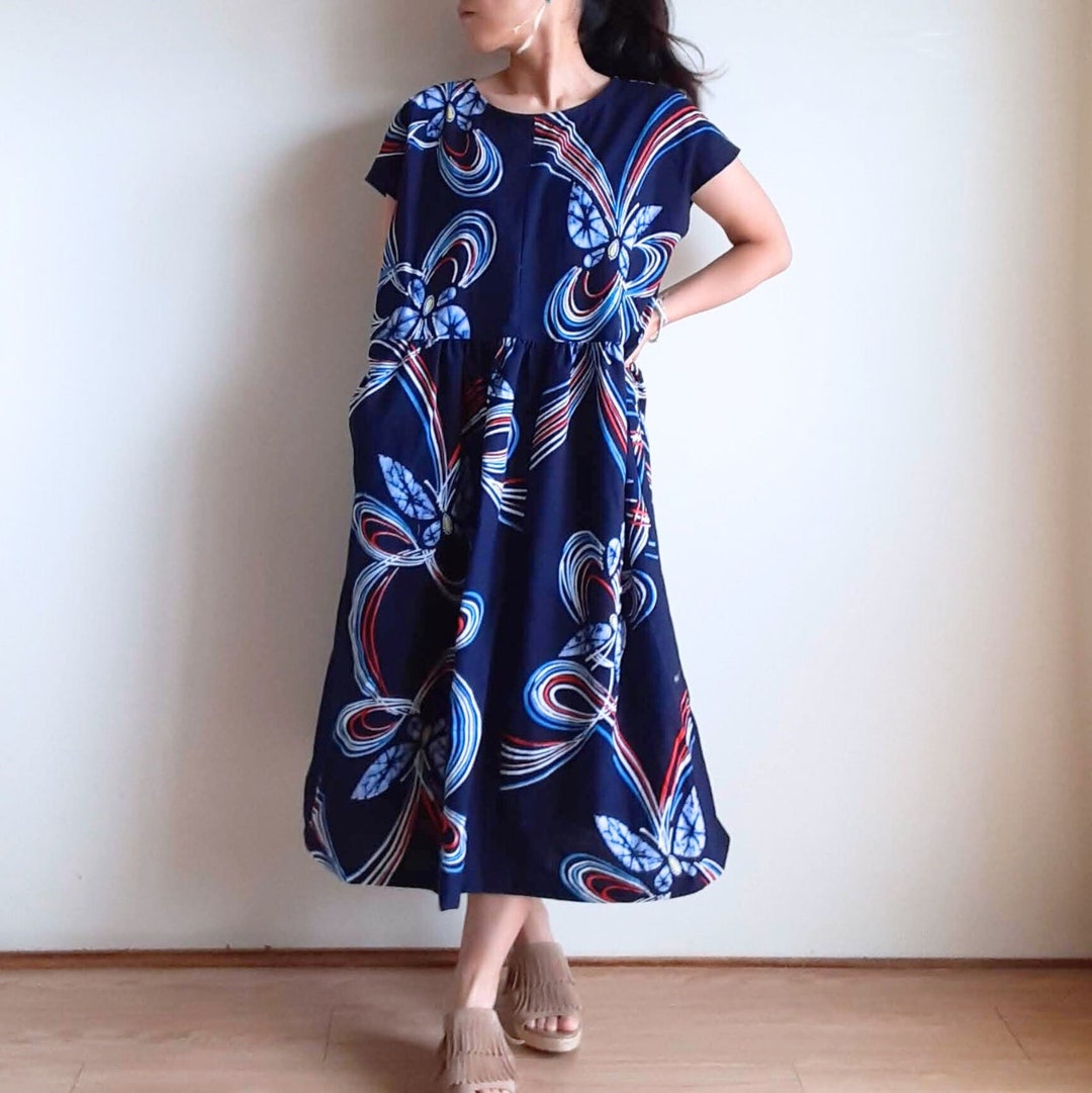 Japanese Yukata Dress, Upcycled Dress, Gather Dress, Cotton Kimono ...