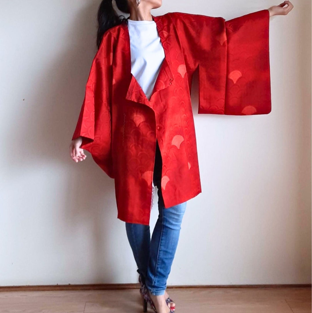 Japanese Vintage Kimono Jacket, Michiyuki, Coat, Seigaiha, Unused, New ...