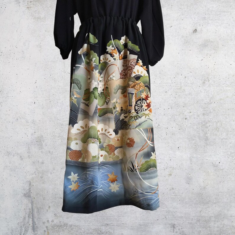 Upcycled Japanese Antique Kimono Skirt, Tomesode, Gosho Guruma - Etsy