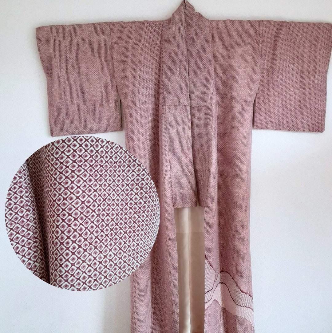 Japanese Vintage Kimono, Japanese Traditional Kanoko Dots Pattern, Dull ...
