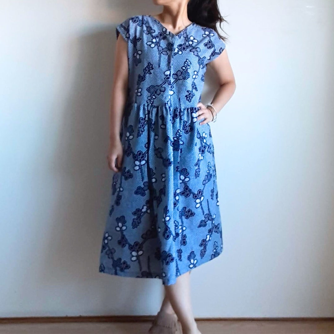 Japanese Yukata Dress, Upcycled Japanese Vintage Yukata, Gather Dress ...