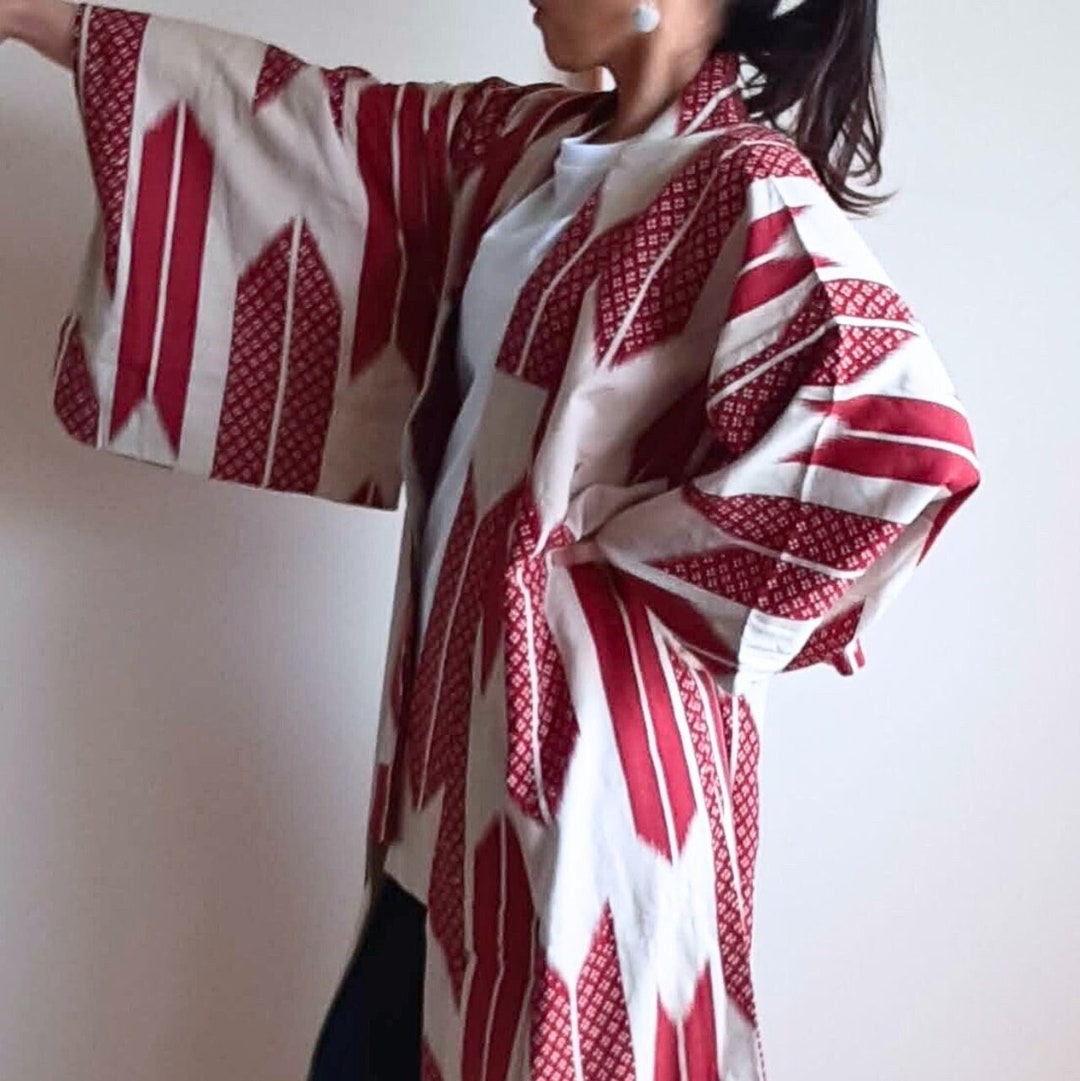Japanese Antique Kimono Robe, Yagasuri/yabane Designed, Taisho Roman - Etsy