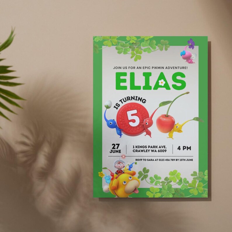 Editable Pikmin 4 Birthday Invitation | Adventure Party Invite ...