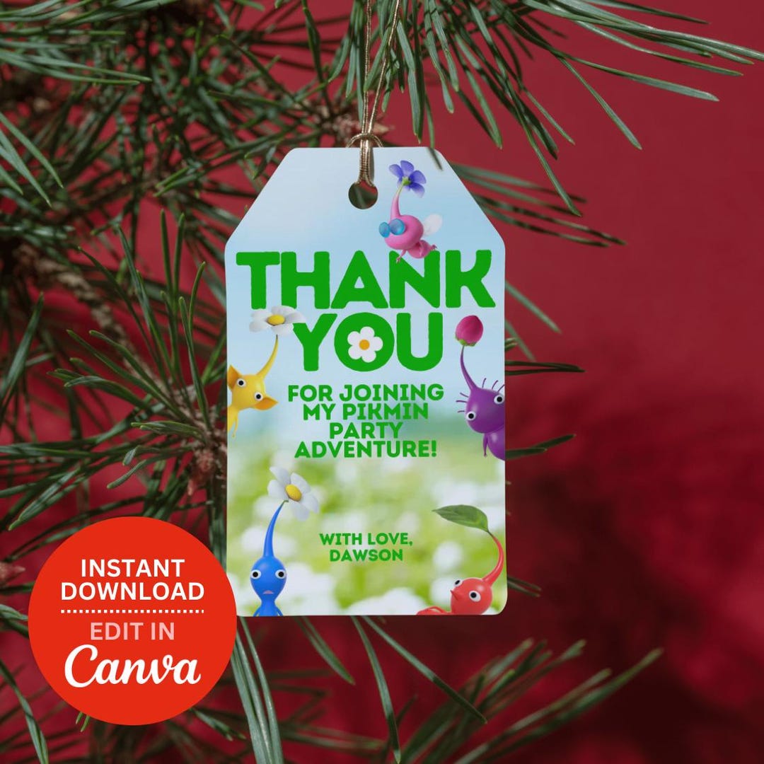 Editable Pikmin Birthday Thank You Cards | Printable Party Stationery ...