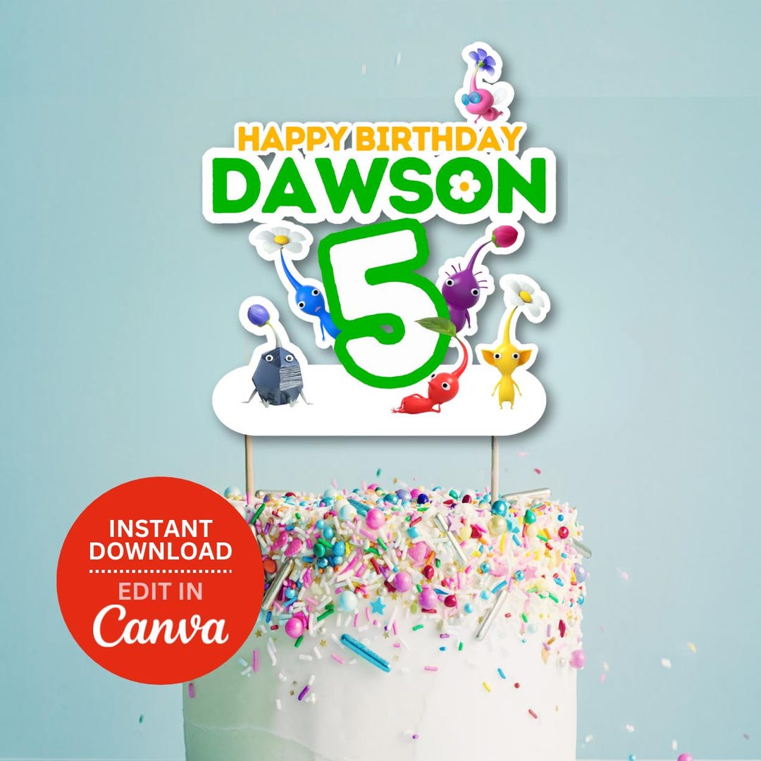 Editable Pikmin Cake Topper | Printable Birthday Cake Decoration ...