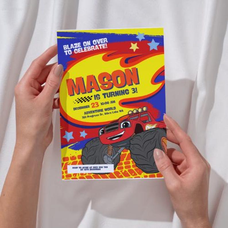 Blaze and the Monster Machines Portrait Birthday Invitations - Etsy