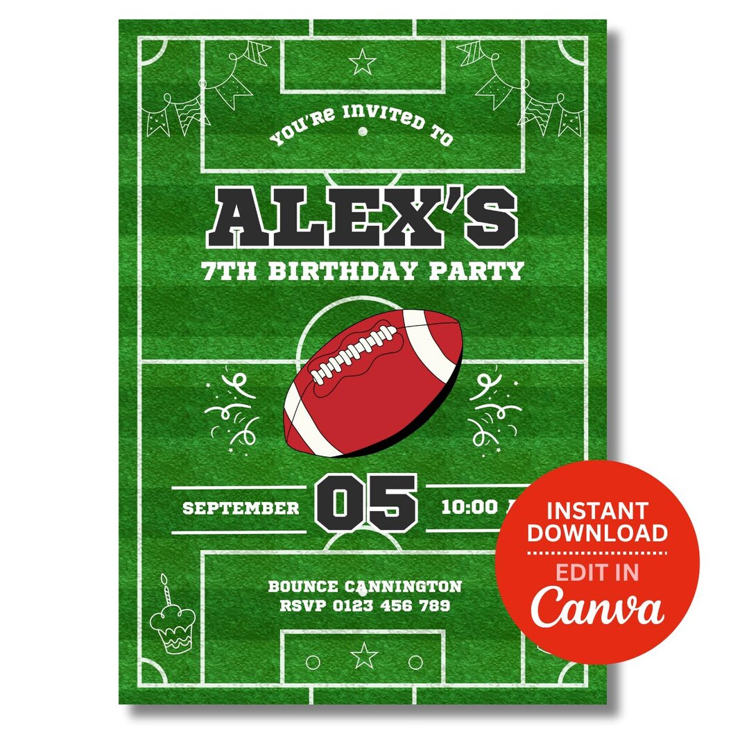 Editable Footy Birthday Invitation | Aussie Rules Football Party Invite ...