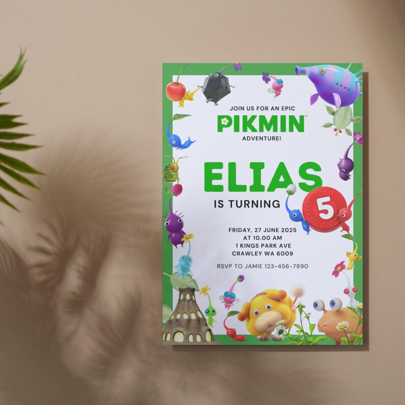 Editable Pikmin Birthday Invitation | Printable Party Invite | Instant ...