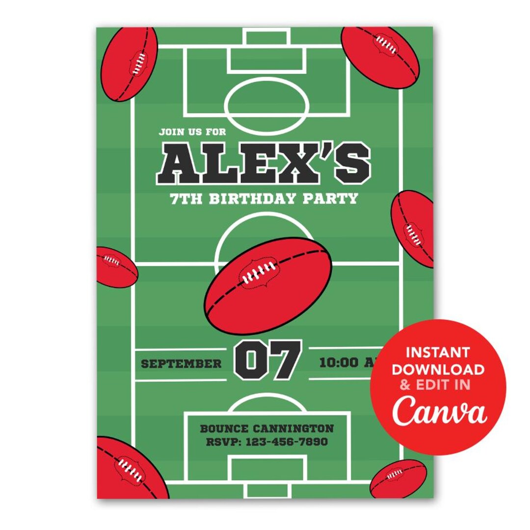 Footy Birthday Invitation - Etsy