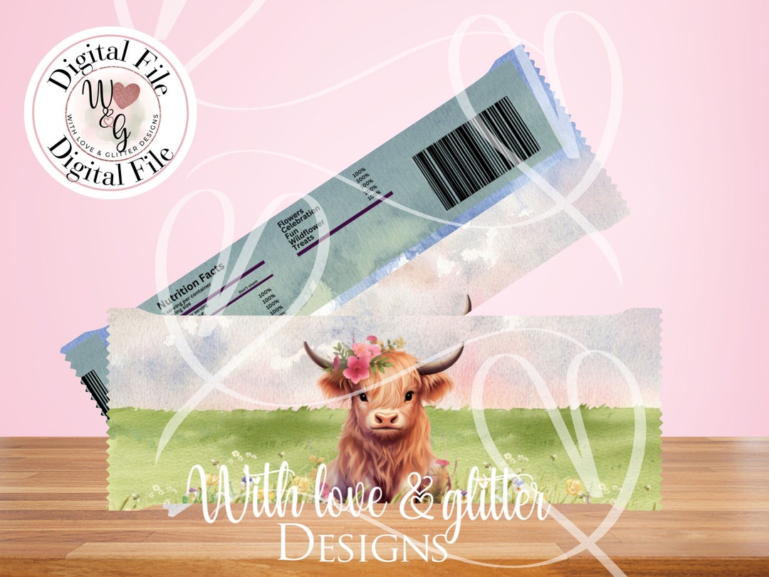 Highlander Cow Hersheys Wrapper, Birthday Wrap, Fluffy Cow Birthday ...