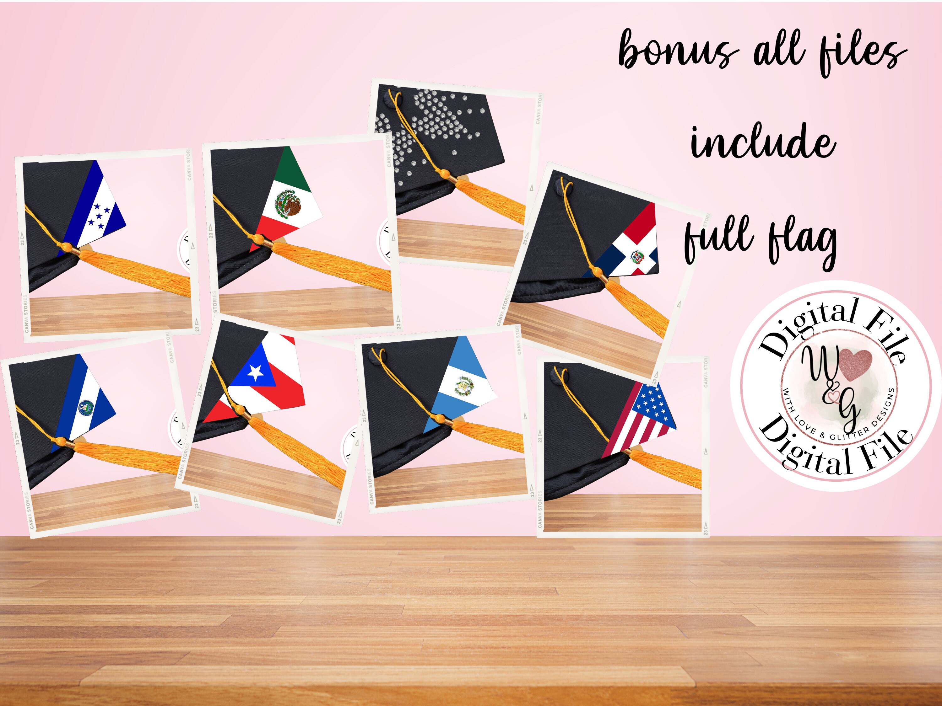 Bundle Flags for Grad Cap Topper, Set of Flags Graduation Hat Topper ...
