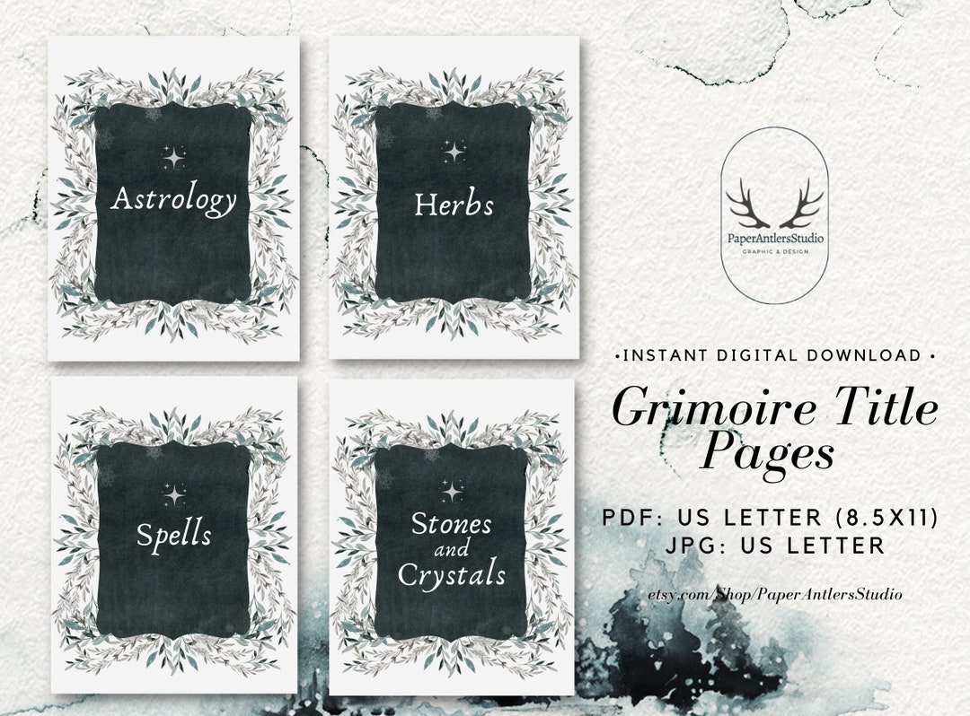Book of Shadows Cover Title Pages, Dividers | Grimoire Title Pages ...
