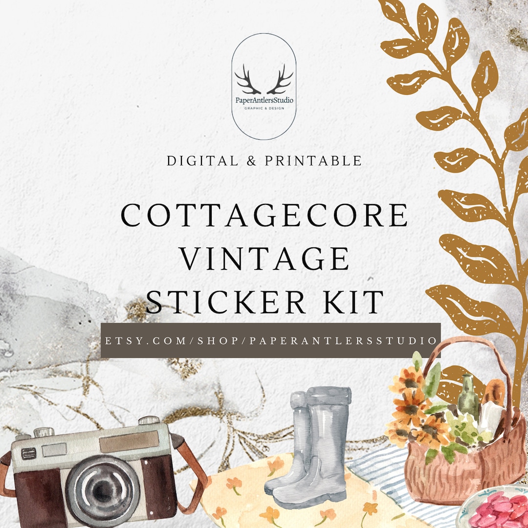 Printable Vintage Cottagecore Journal Sticker Set | Digital Printable ...