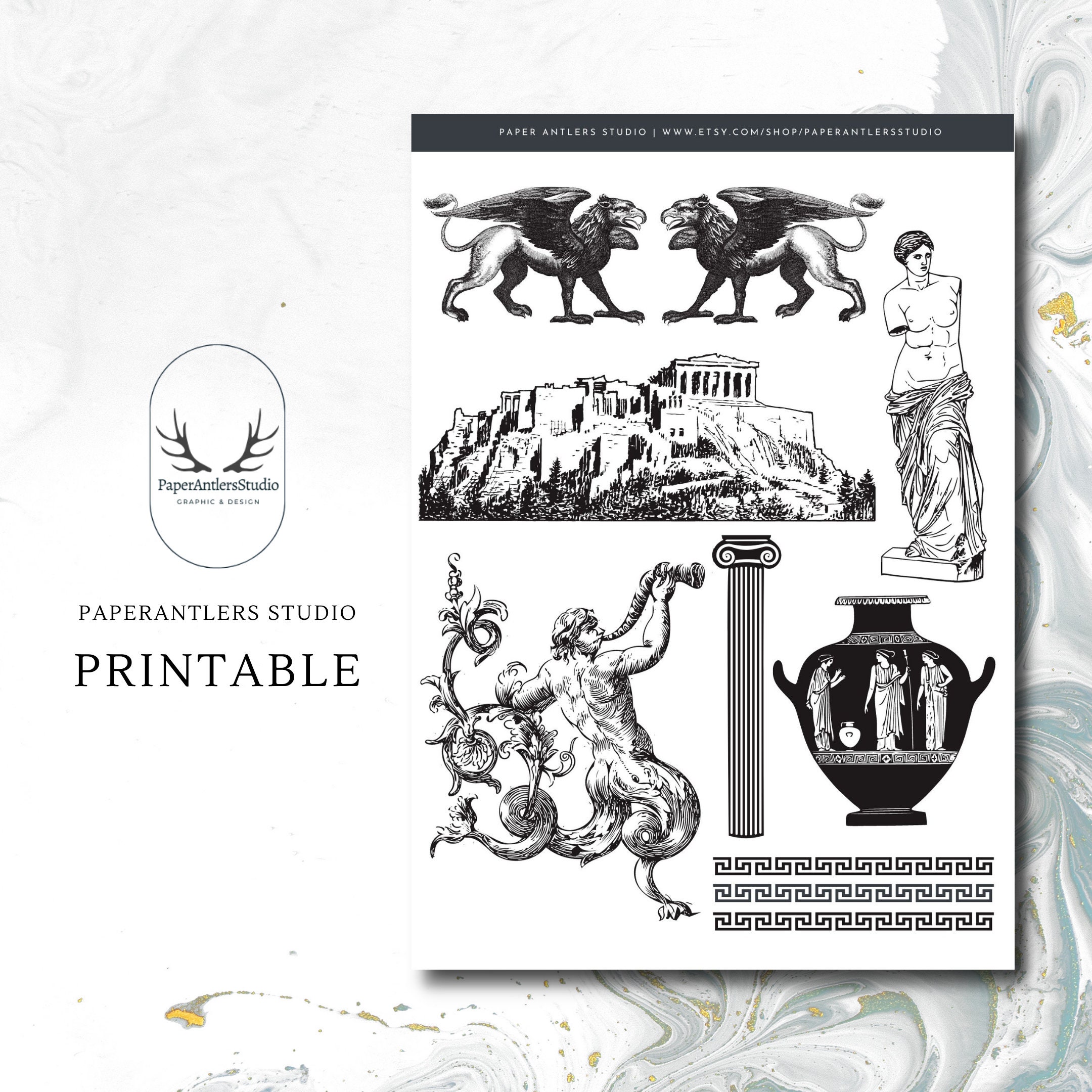 Printable Greek Roman Mythology Watercolor Elements Journal - Etsy