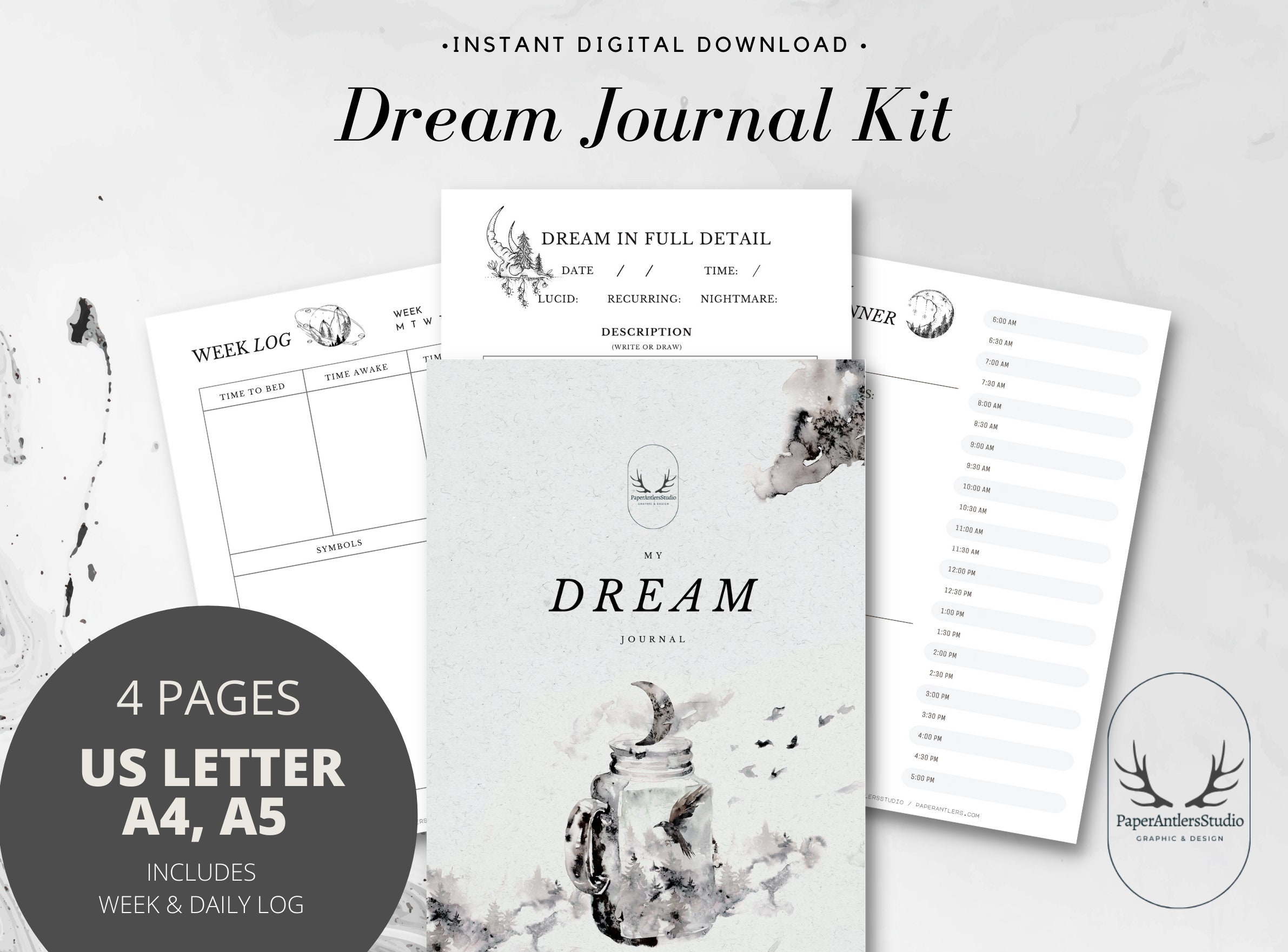 Calendars & Planners Dream Log Instant Download English A4 Letter Dream ...