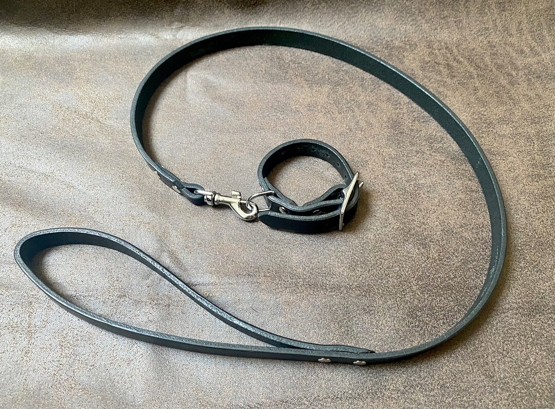 Adjustable Penis Collar and Leash in High Quality Black Leather, Chain ...