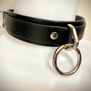 Black Leather BDSM Collar, Male or Female Fit, O Ring, D Rings, Bondage ...