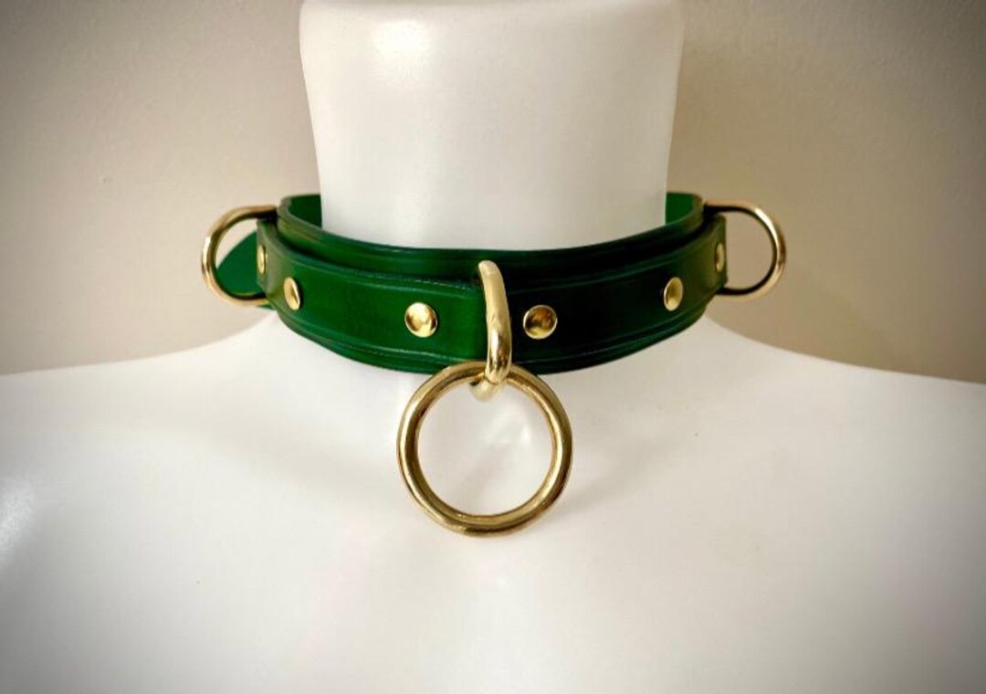 Black Leather BDSM Collar, Male or Female Fit, O Ring, D Rings, Bondage ...