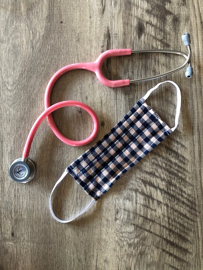 Tan & Blue Checkered Mask - Etsy