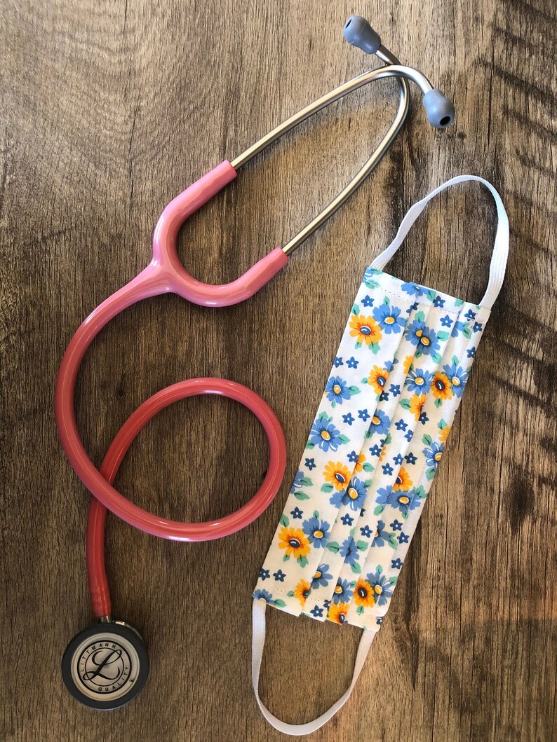 Blue and Yellow Floral Face Mask - Etsy