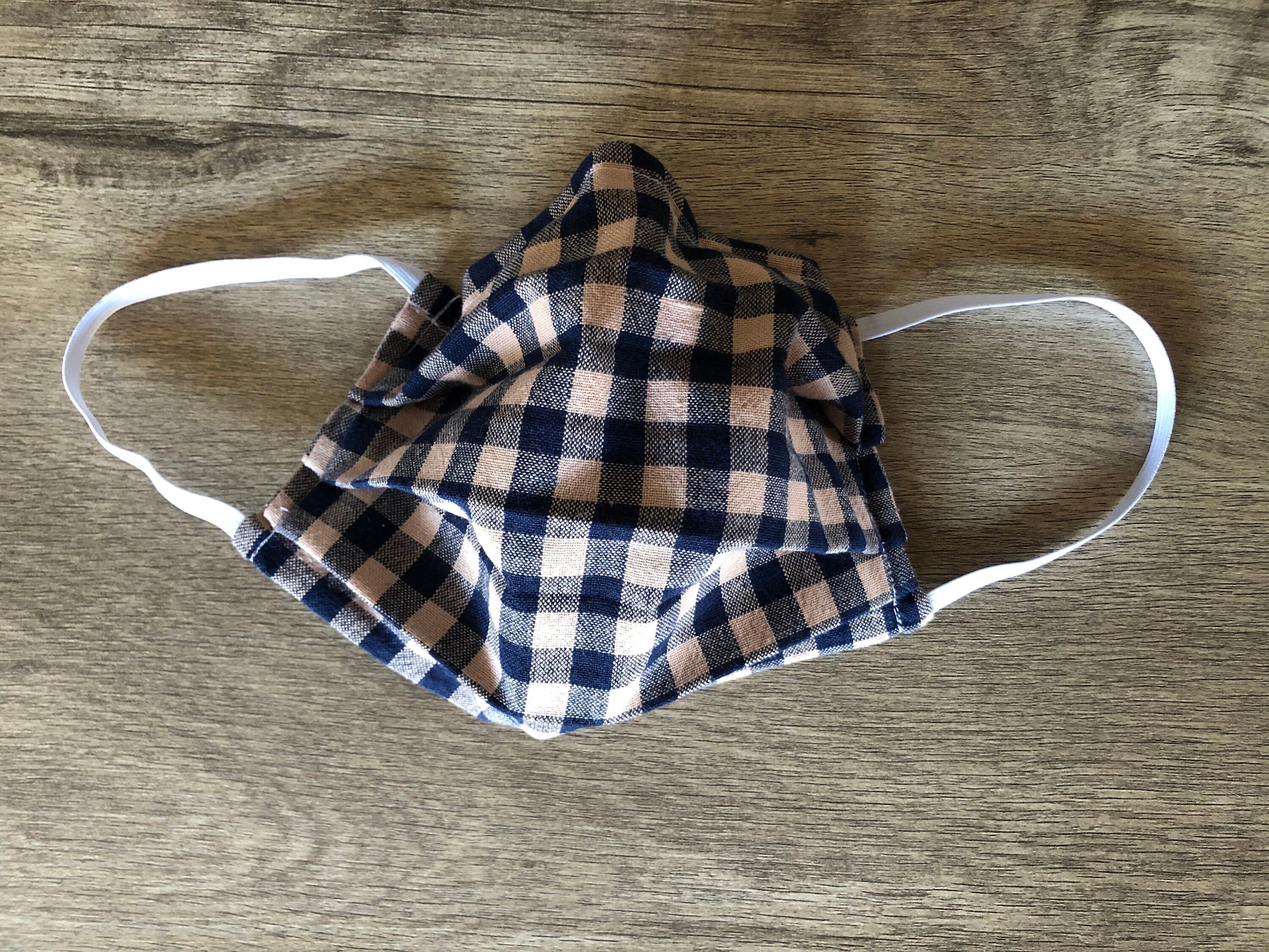 Tan & Blue Checkered Mask - Etsy