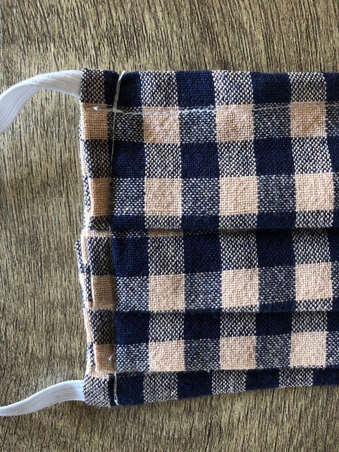 Tan & Blue Checkered Mask - Etsy