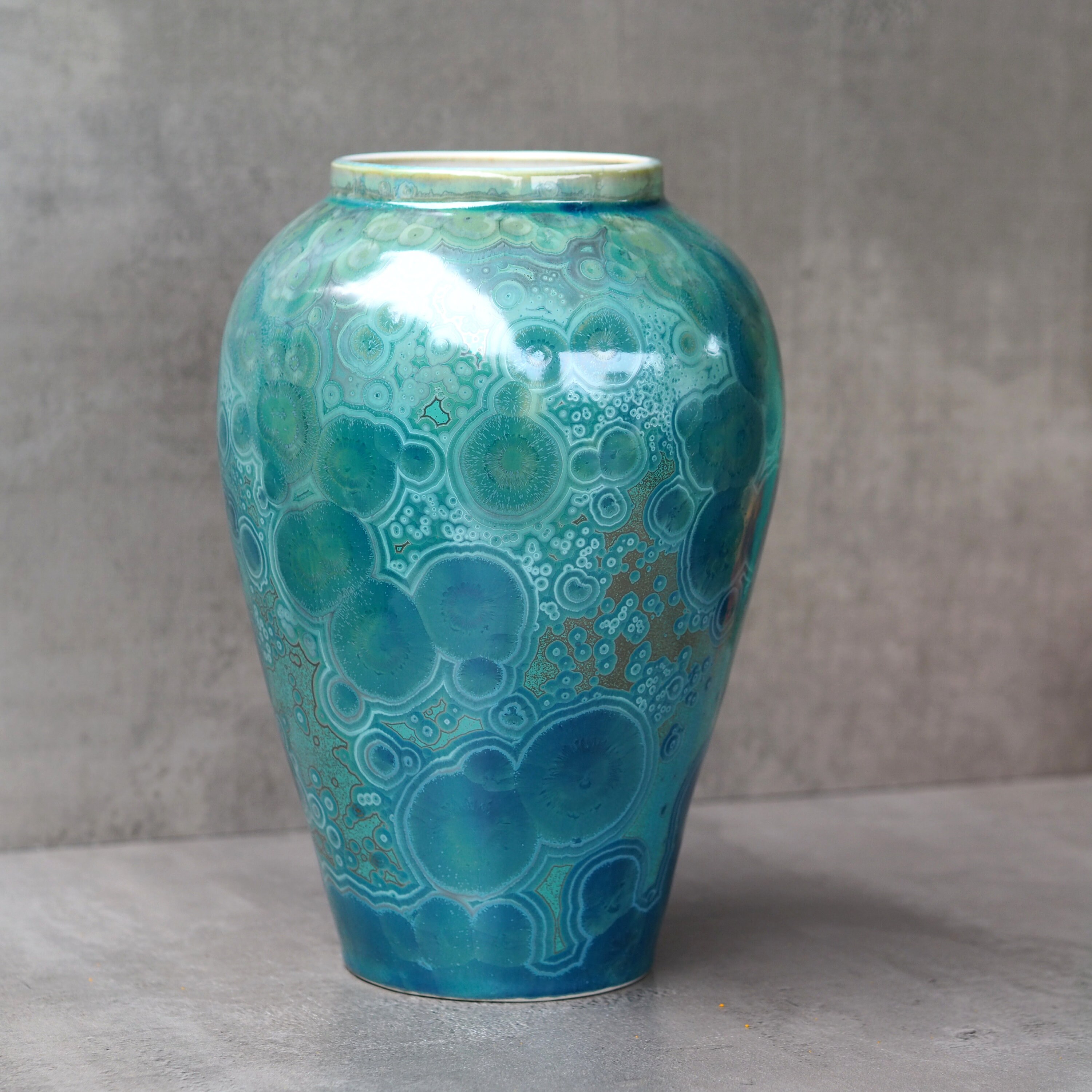 Tall Crystalline Blue Vase . 2. - Etsy