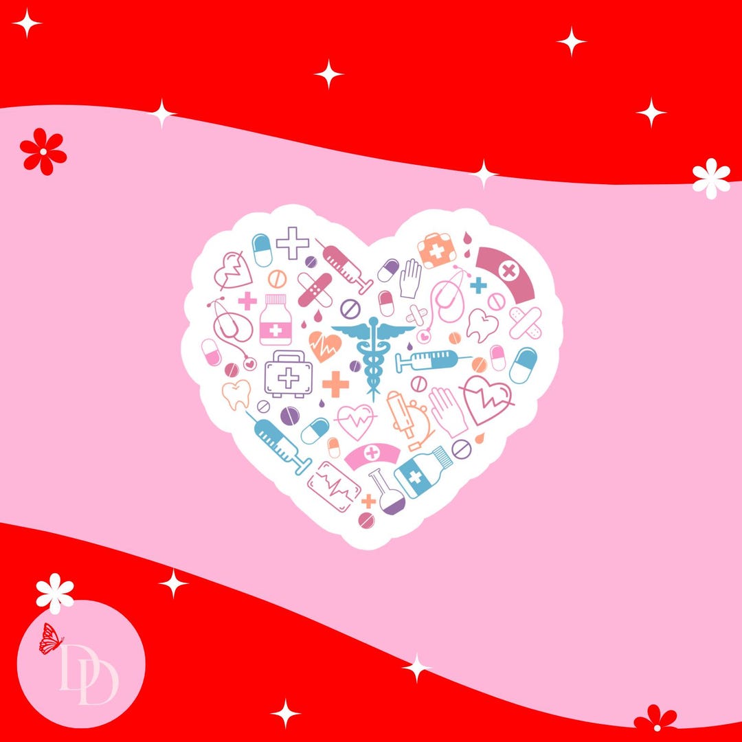 Nurse Healthcare Heart Singular Sticker - Etsy