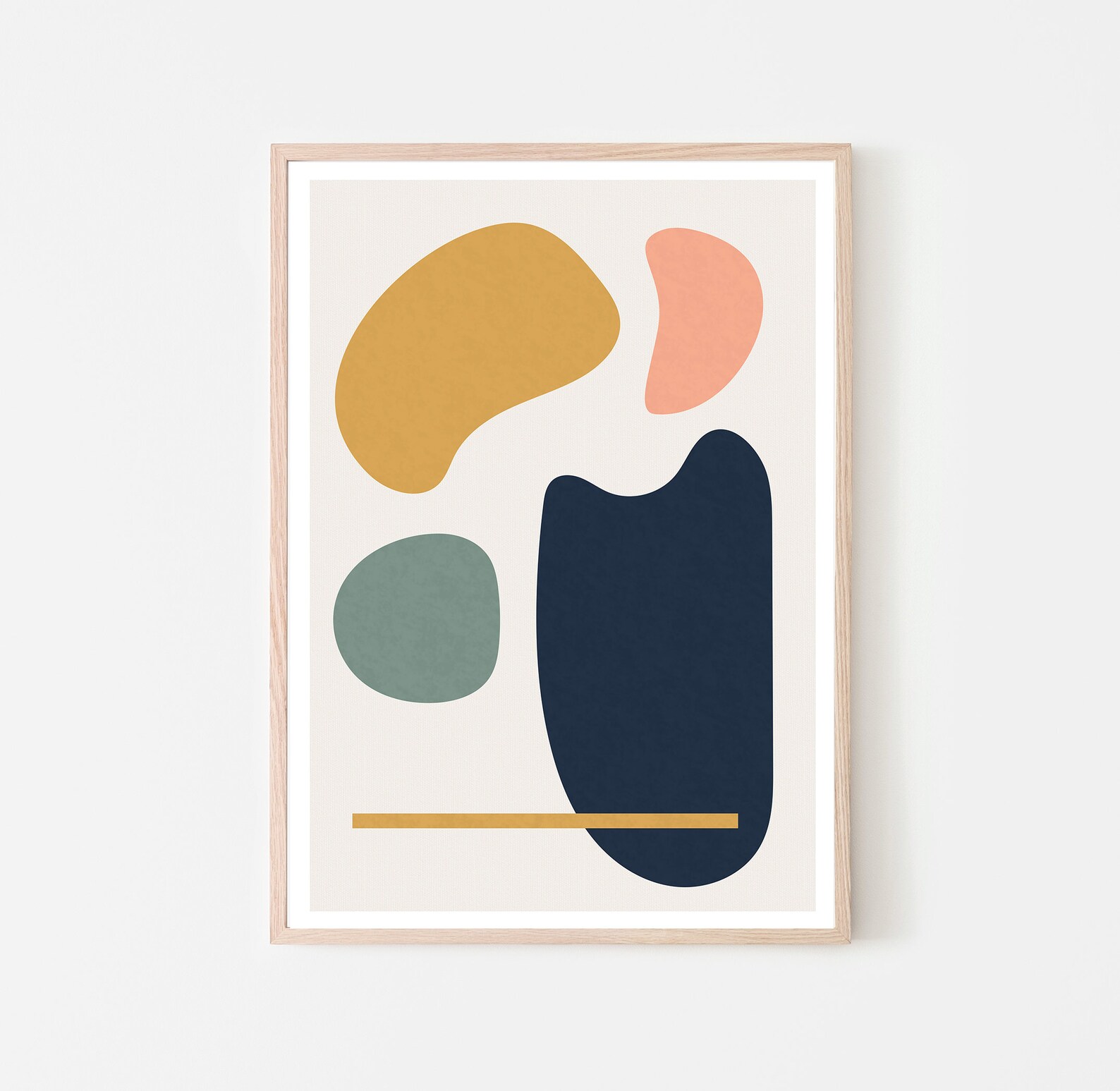 Set of 2 Mid Century Abstract Prints Navy Pink and Yellow - Etsy